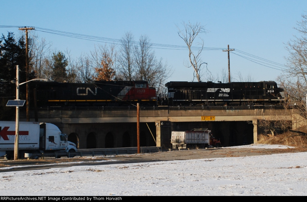 NS 64E heads east as it crosses over Route 206